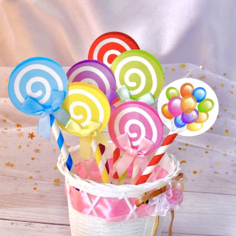 Jual Topper Kue 6 Pcs Permen Lolipop Pita Paperboard Artificial / Cake ...