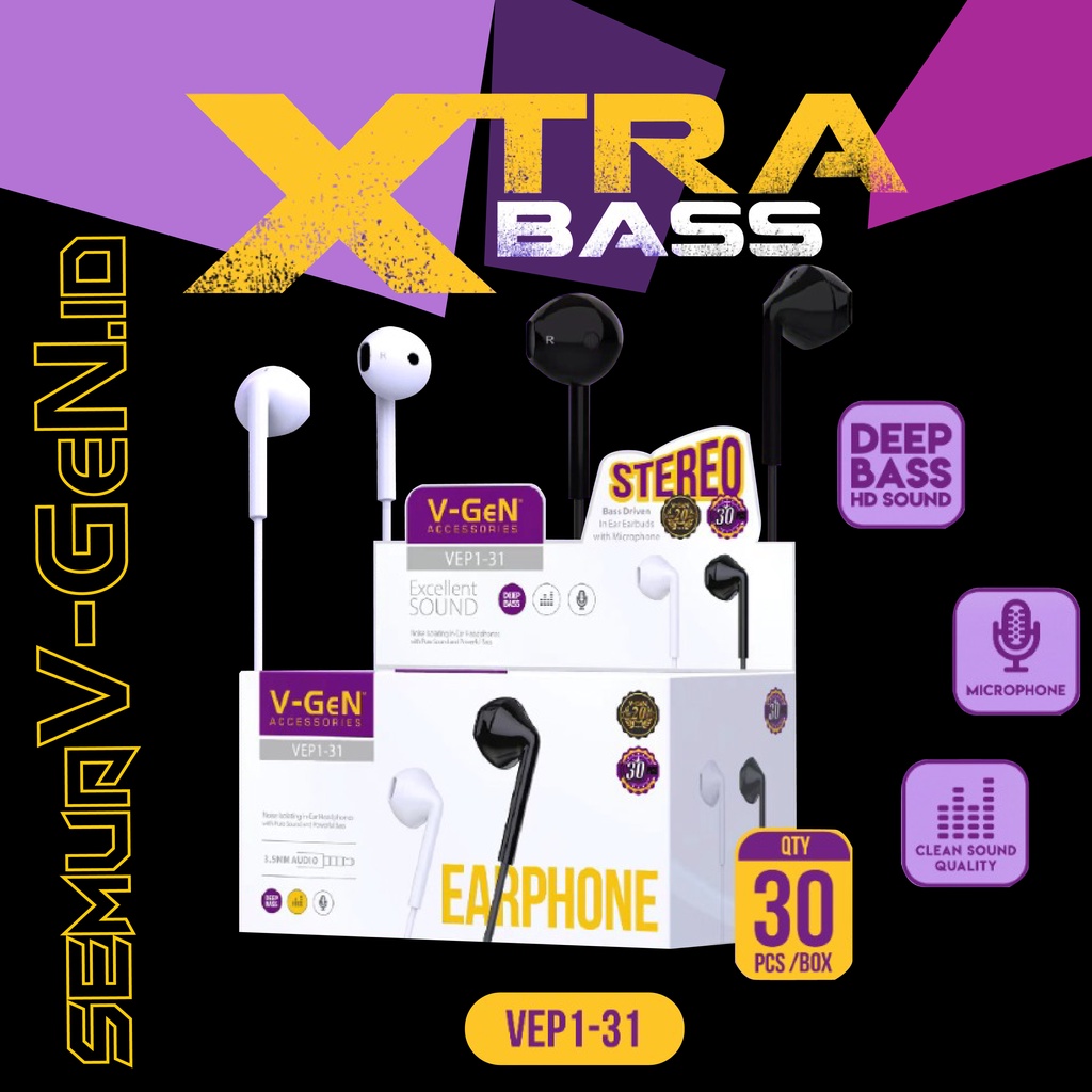 Jual V-GEN Headset Earphone Handfree smartphone Android Jack 3.5mm / 3 ...