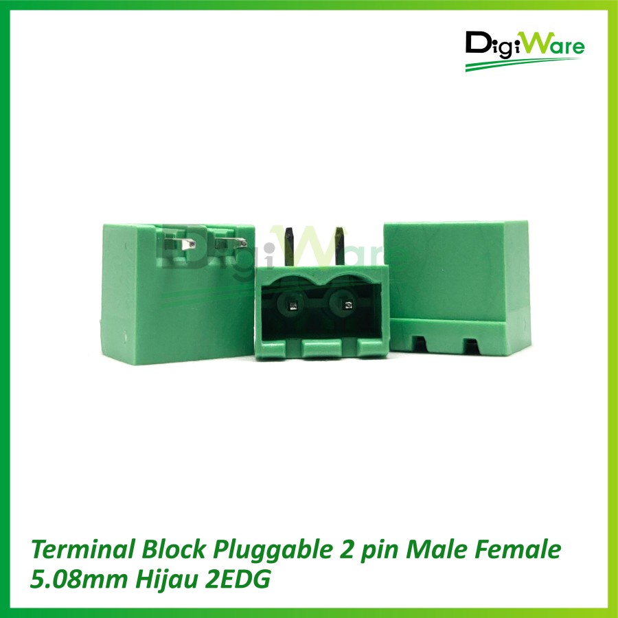 Jual Terminal Block Pluggable 2 pin Male Female 5.08mm Hijau 2EDG ...