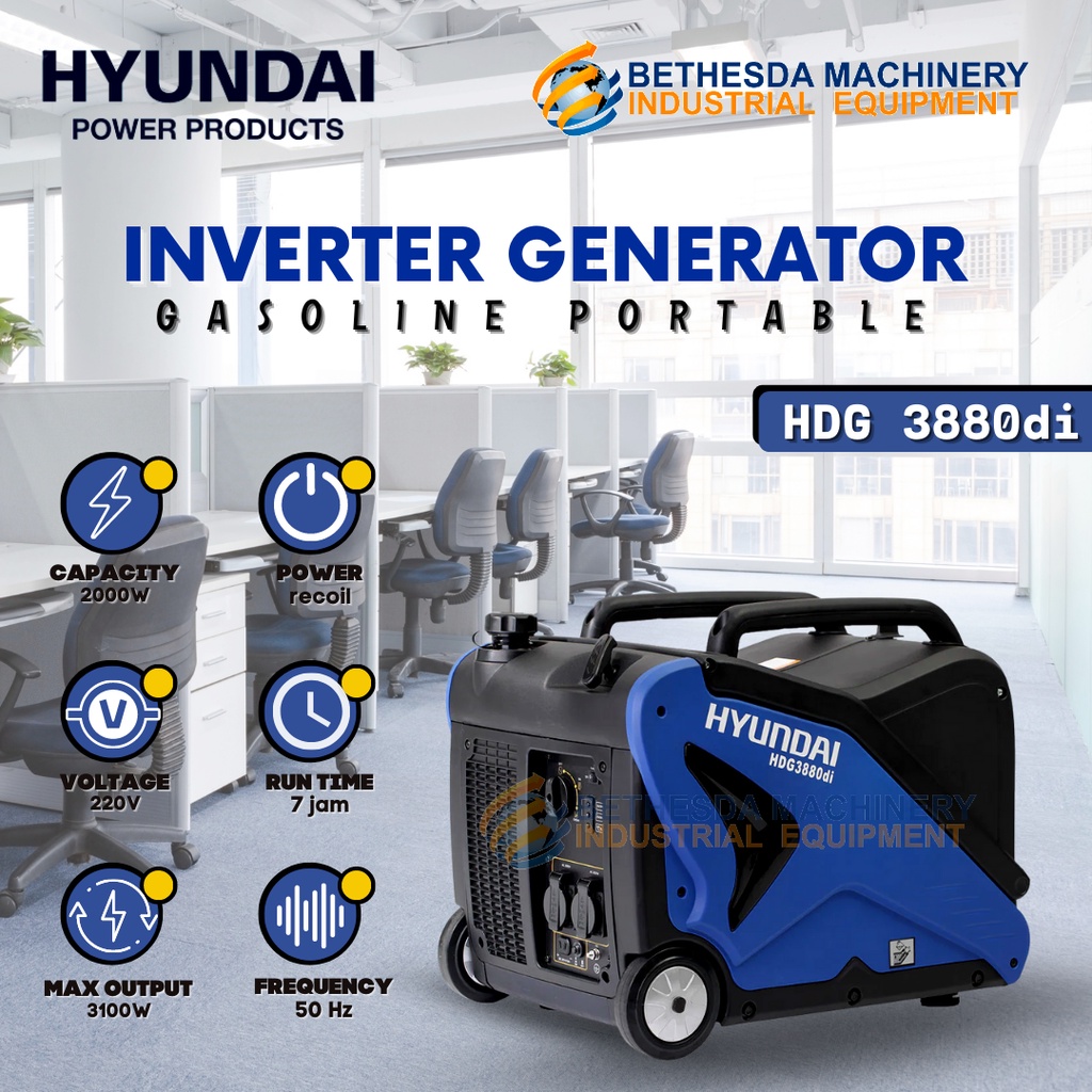 Jual GENSET INVERTER HYUNDAI 2800 WATT 1 PHASE SILENT TYPE 3880di ...