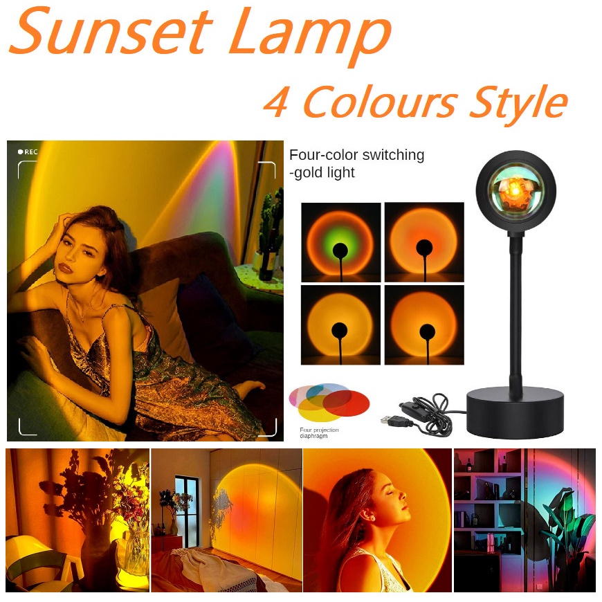 Jual Lampu Sunset Proyektor RGB Matahari Terbenam Pelangi Lampu Selfie ...