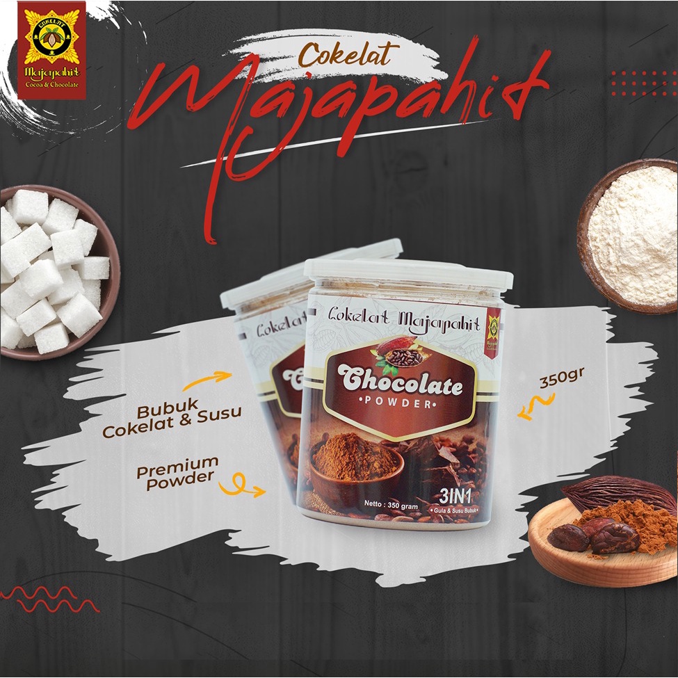 Jual Cokelat Mojopahit | Cokelat bubuk 3 in1 kemasan 350 gram Toples ...