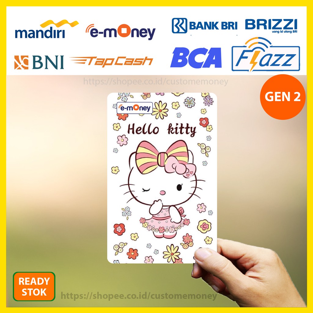 Jual KARTU EMONEY ANIME HELLO KITTY BACKGROUND BUNGA EMONEY MANDIRI ...