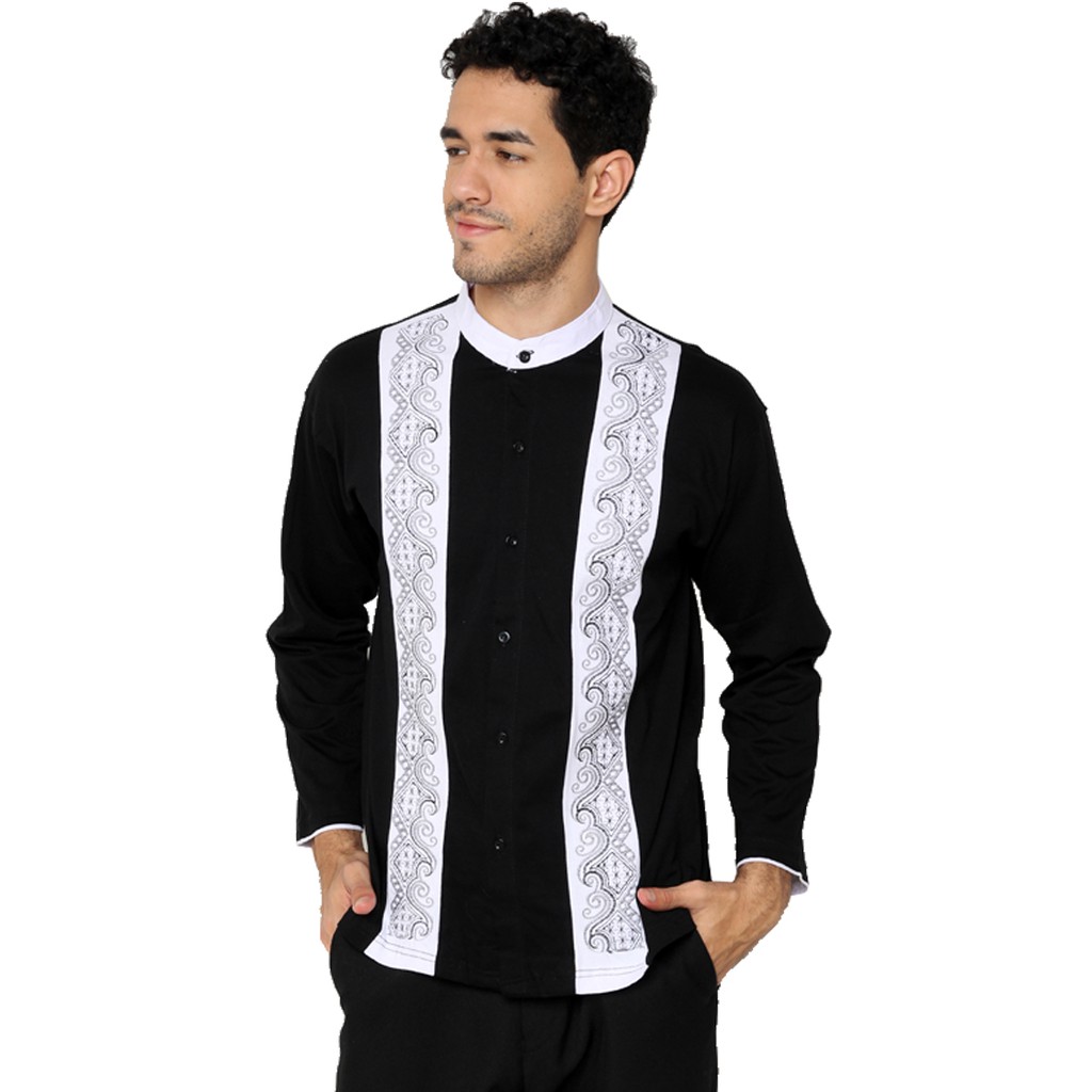 Jual Baju Koko Gamis Hitam Putih Pria Kualitas Terbaik M-XL Katun ...