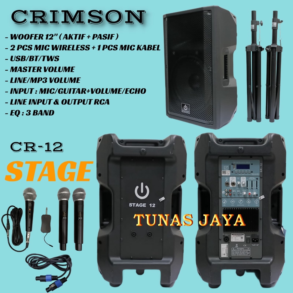 Jual SPEAKER AKTIF PASIF 12 INCH CRIMSON CR-12 STAGE PAKET CRIMSON CR12 | Shopee Indonesia