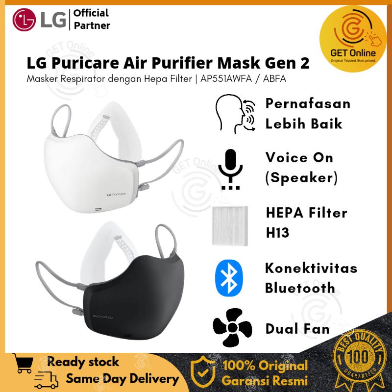 Jual LG Puricare Wearable Air Purifier Mask Gen 2/ Masker Respirator ...