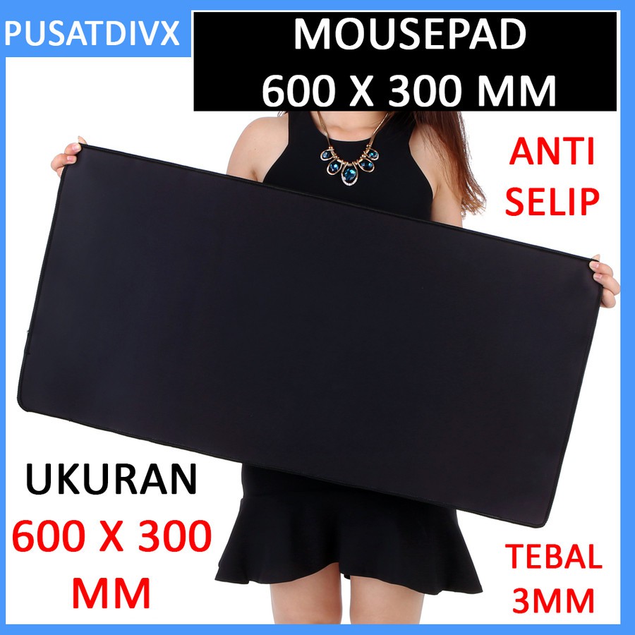 Jual SANJI MOUSEPAD HITAM POLOS XL 600 X 300 MM ANTI SELIP GAMING MOUSE ...