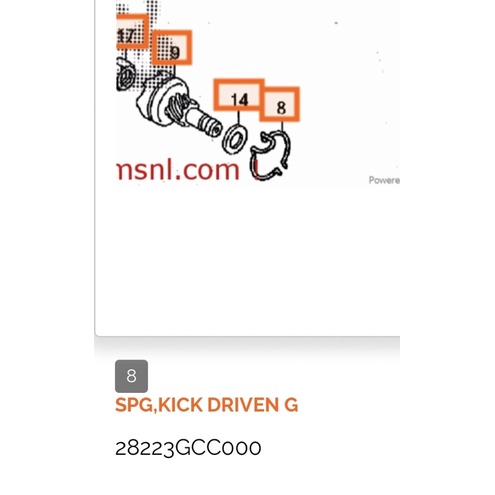 Jual nos original gcc spring kick driven gear per selah starter honda ...