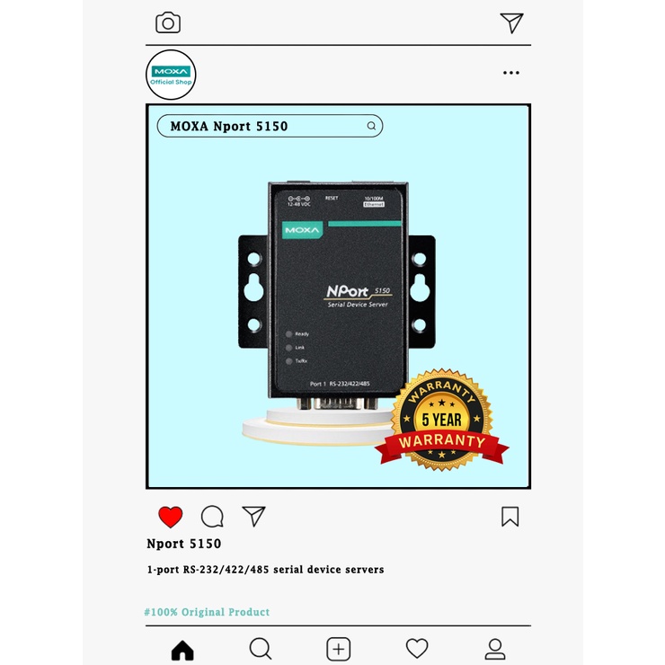 Jual MOXA NPort 5150 Serial Device Servers 1 Ports Serial RS-232/422/485 | Shopee Indonesia