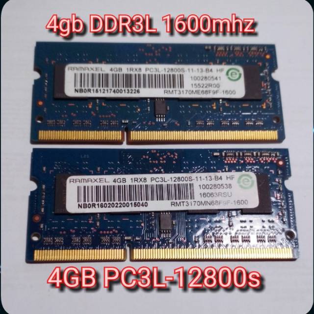 Jual Ramaxel 4gb ddr3L pc3l-12800 1600mhz Ram memori sodimm laptop netbook mac 4 gb 1600 mhz pc ...