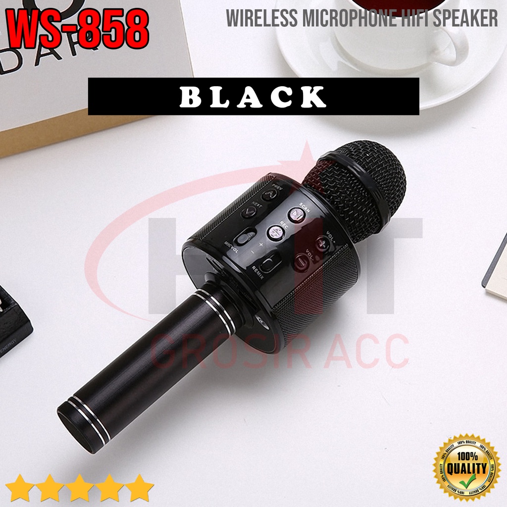 Jual Speaker Microphone Karaoke Mikrofon Wireless Bluetooth WSTER WS-858 Mic Smule | Shopee ...