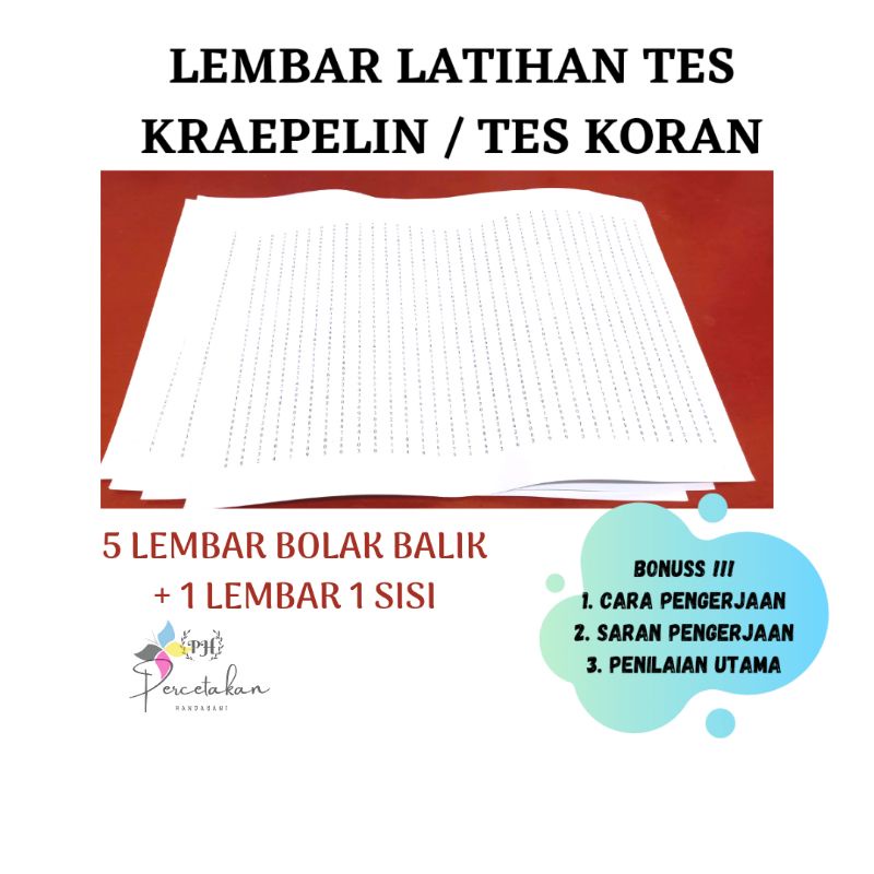 Jual TES KRAEPELIN A3 / TES KORAN / TES PSIKOTES ( Paket B ) | Shopee ...