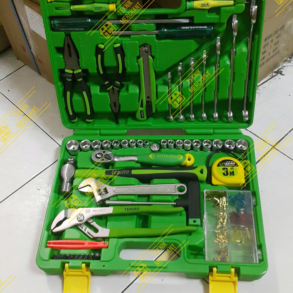 Jual Mechanic Tool set 60 pcs Tekiro (box plastik) tool kit | Shopee ...