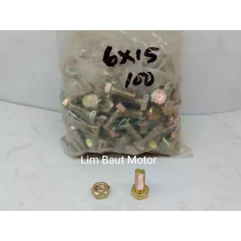 Jual baut mur 10 kuning BMK 10 / 6x15mm | Shopee Indonesia