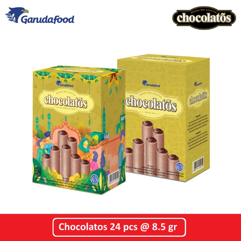 Jual Chocolatos wafer roll cokelat 24 pcs x 8,5gr snack cemilan ...