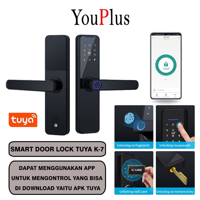 Jual YOUPLUS Kunci Pintu handle Sidik Jari Fingerprint Password smart door lock Digital Handle ...