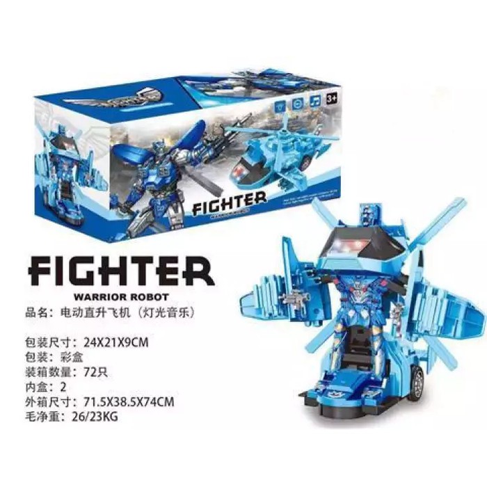 Jual ID Heli Fighter Warrior Robot Biru / Mainan Helicopter Jadi Robot ...
