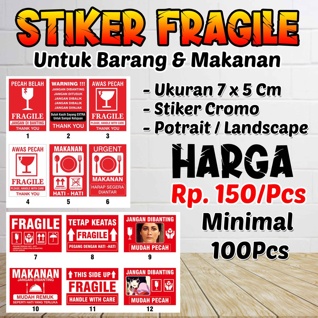 Jual Stiker Fragile Barang, Stiker Fragile Makanan | Shopee Indonesia