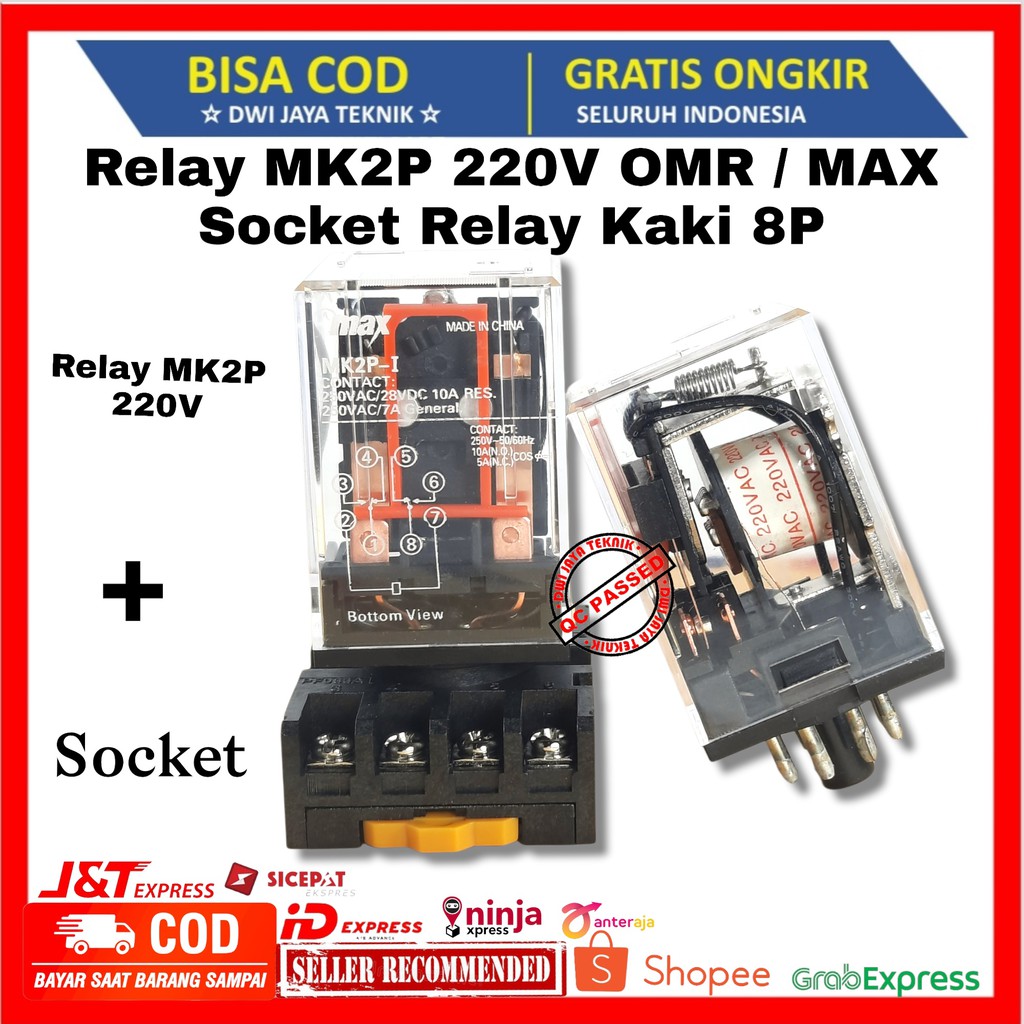 Jual Relay MK2P 220V OMR / MAX + Socket Relay Kaki 8P | Shopee Indonesia