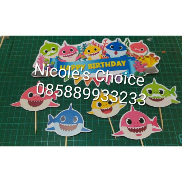 Jual Cake banner baby shark ping fong tusukan hiasan kue ulang tahun ...