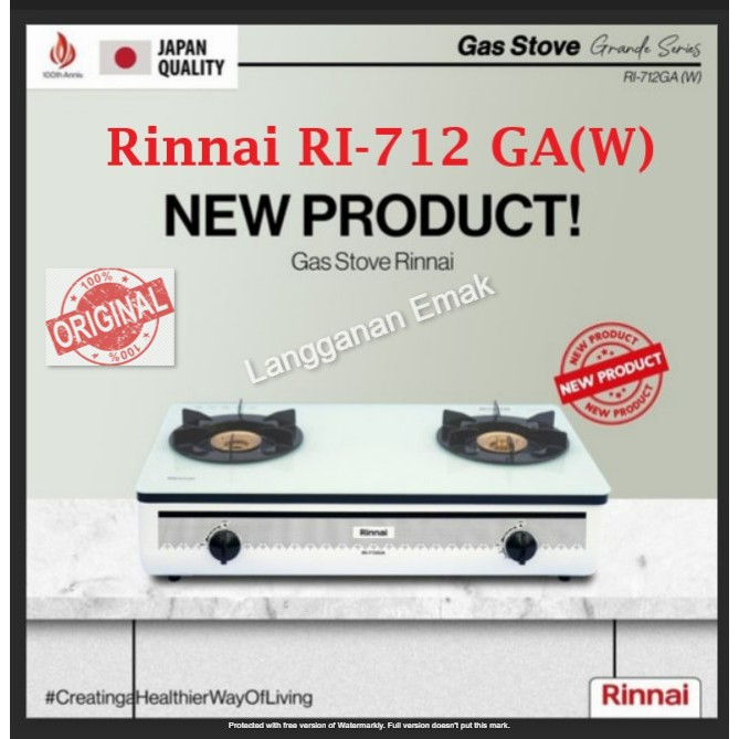 Jual Kompor Gas Rinnai RI-712 GA(W) / Rinnai RI 712 GAW / Rinnai RI-712 ...