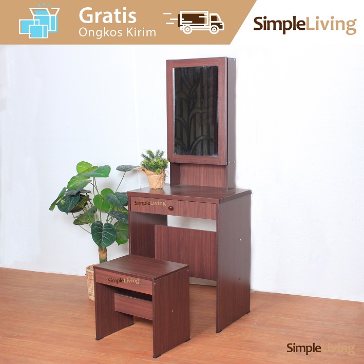 Jual Meja Rias Kaca Kotak Full Kayu- Sliding Minimalis | Shopee Indonesia