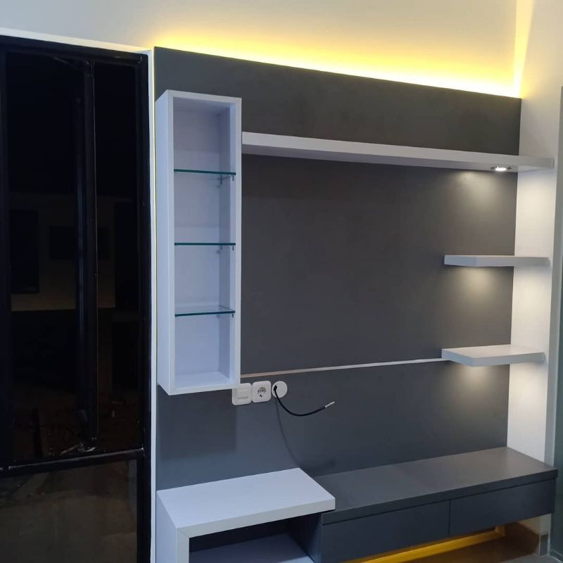 Jual Backdrop TV minimalis finishing HPL P155 x T 165cm | Shopee Indonesia