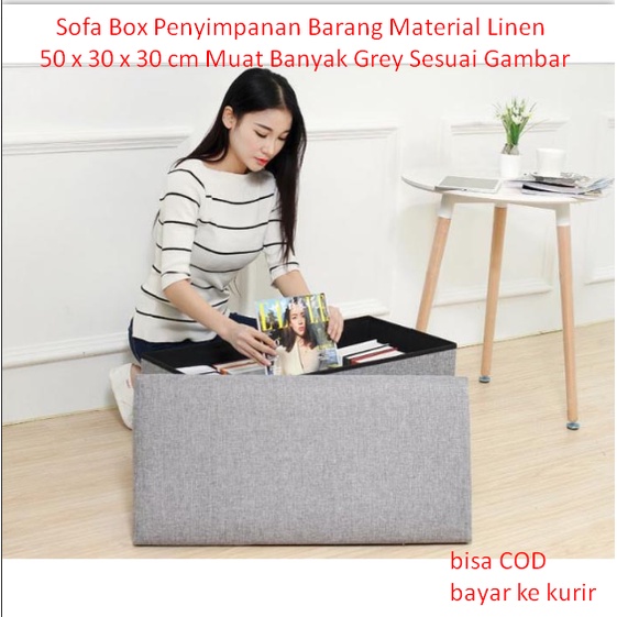 Jual Sofa Box Penyimpanan Barang Material Linen 50 x 30 x 30 cm Muat ...