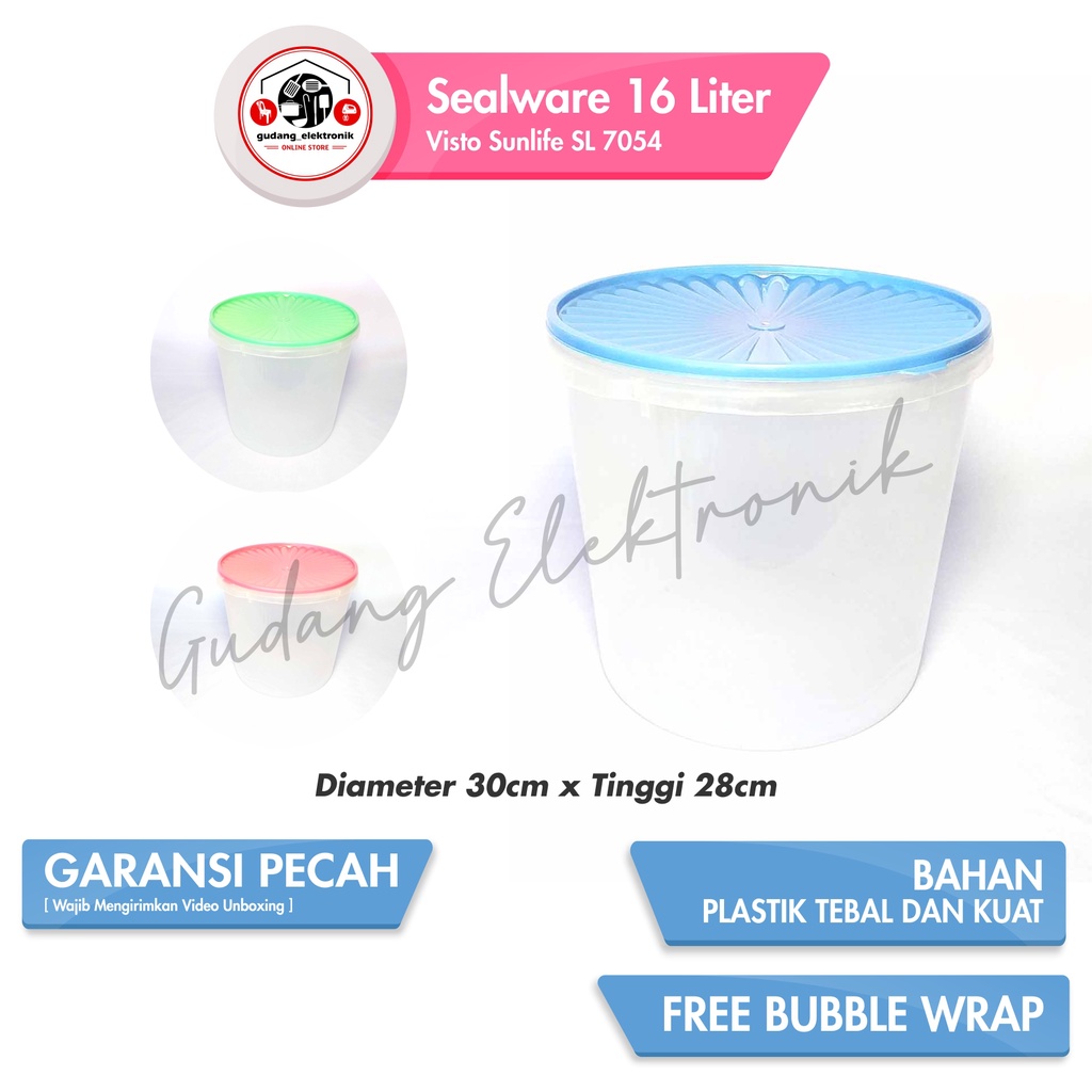 Jual Visto Sealware 16 Liter Sunlife / Toples Tempat Kerupuk Peyek / Toples Plastik / Toples ...