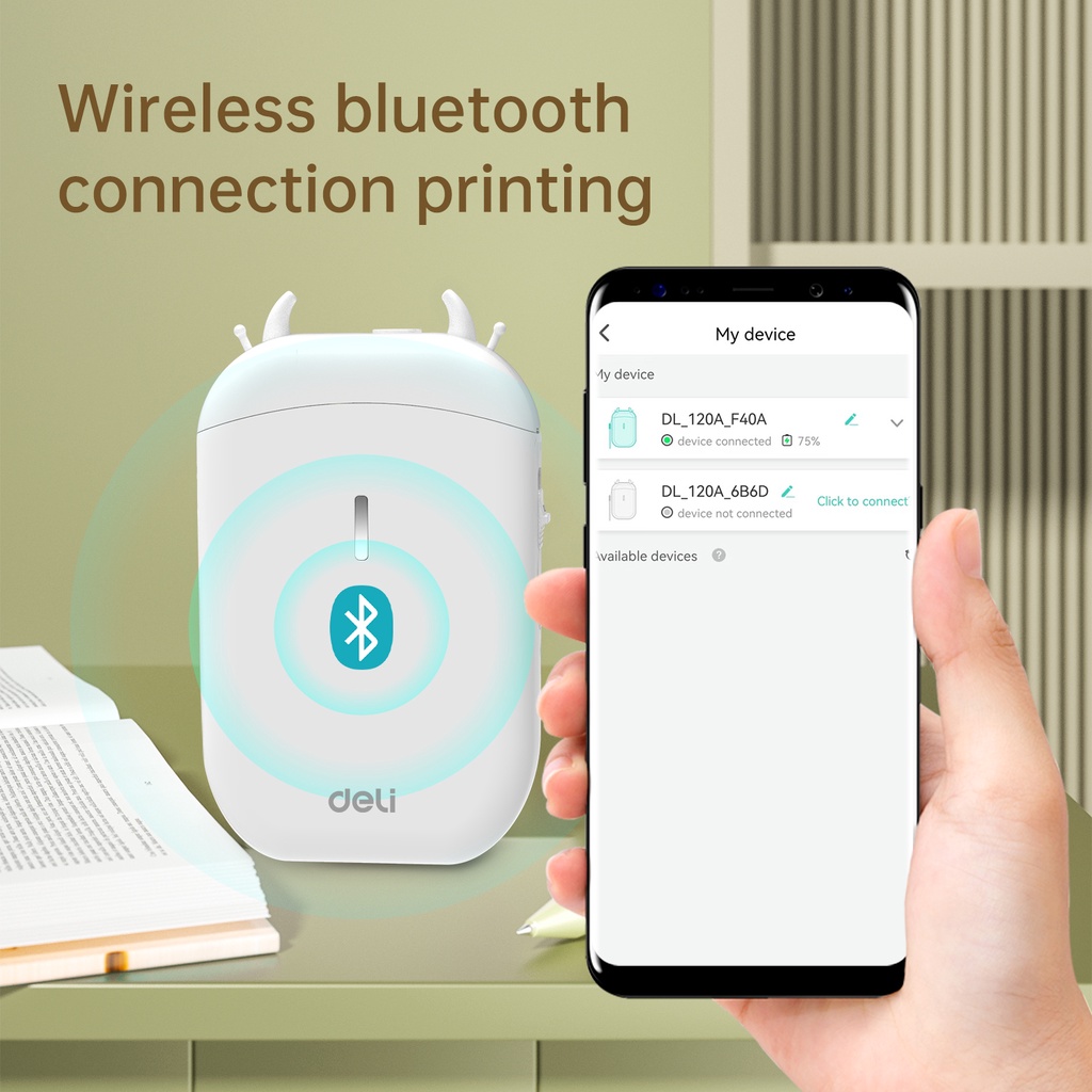 Jual Deli Portable Label Printer Mini Bluetooth Printer Mesin Pencetak ...