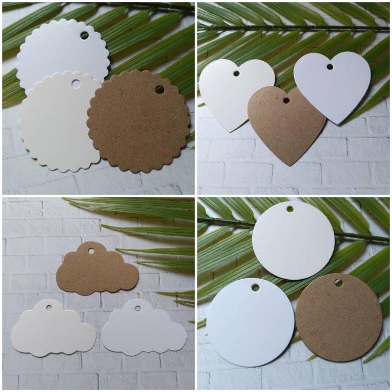 Jual (50pcs) Blank hang tag label die cut / craft hang tag / gift hang ...