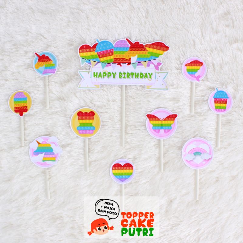 Jual Topper Cake Pop It Gratis Tambah Nama, Usia, Foto/Hiasan Kue Ulang ...