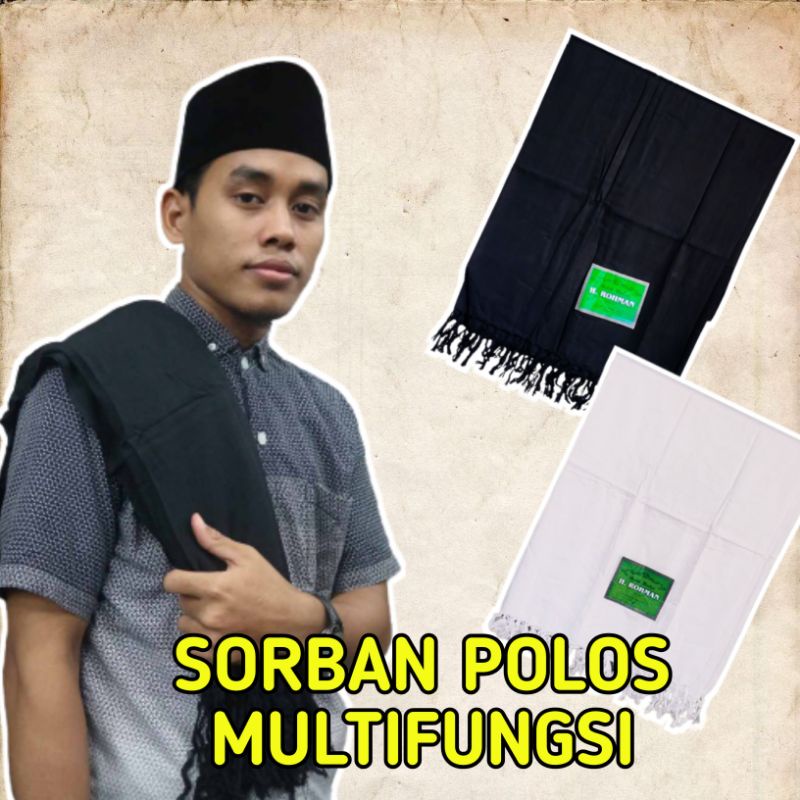 Jual sorban pria warna putih polos hitam multifungsi sorban Hitam polos ...