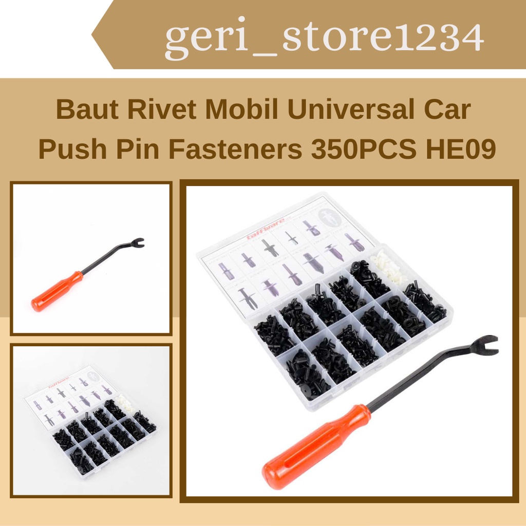 Jual Baut Rivet Mobil Universal Car Push Pin Fasteners 350PCS HE09 ...