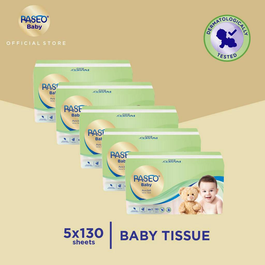 Jual Paseo Baby Tissue Bayi Soft Pack 130 Sheets x 5 Packs | Shopee ...
