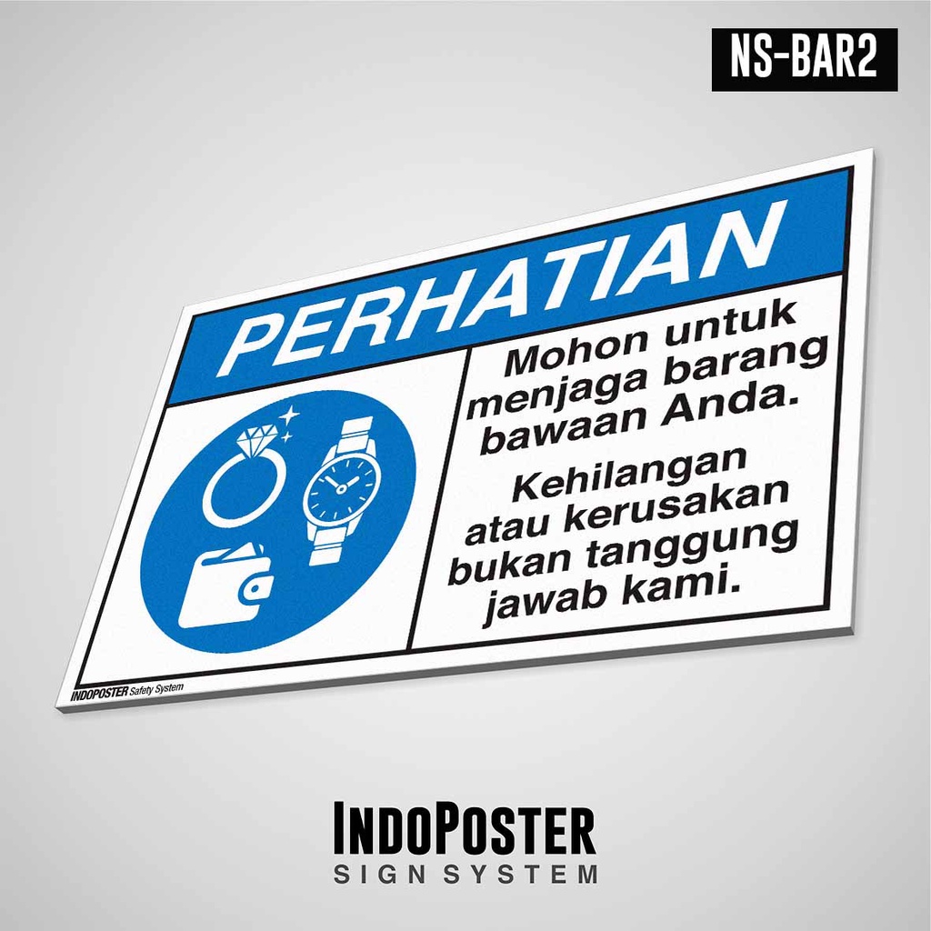 Jual Safety Sign Rambu K3 ANSI PVC Jaga Barang Bawaan Anda Kehilangan ...