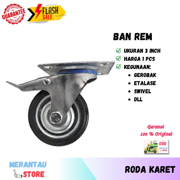 Jual Ban Troli 3 Inch Roda Lori Etalase Bahan Karet 3" Harga 1 Pcs ...