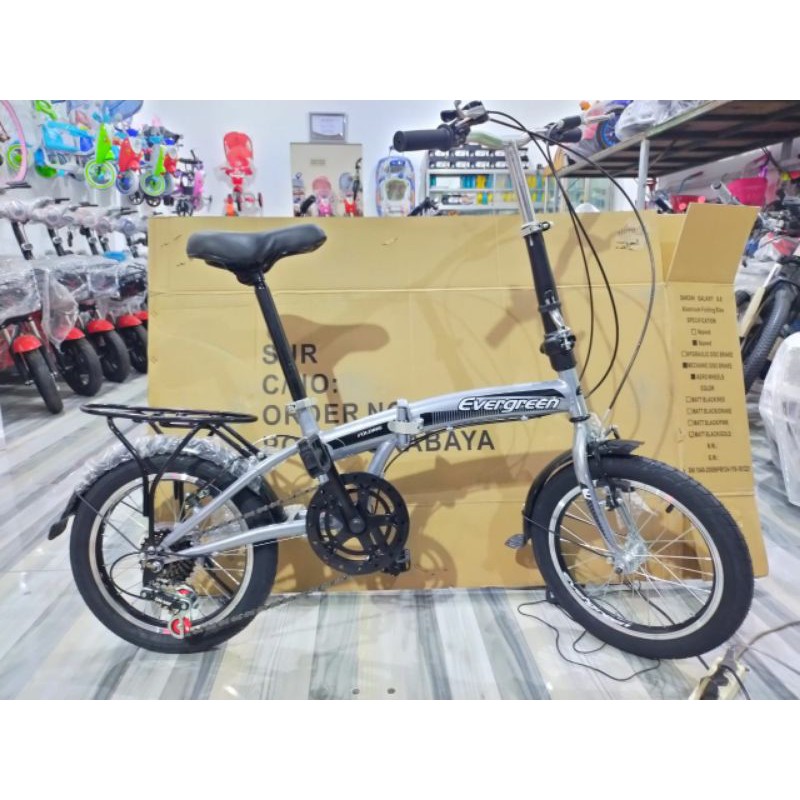 Jual Sepeda Lipat Folding Bike Ukuran 16 inch Evergreen | Shopee Indonesia