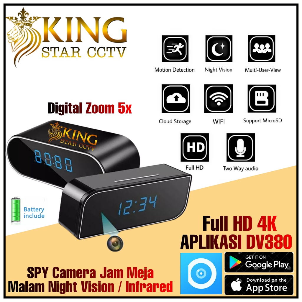 Jual Ip Camera CCTV Jam Meja Wireless CCTV WIFI Desk Clock HD 1080P ...