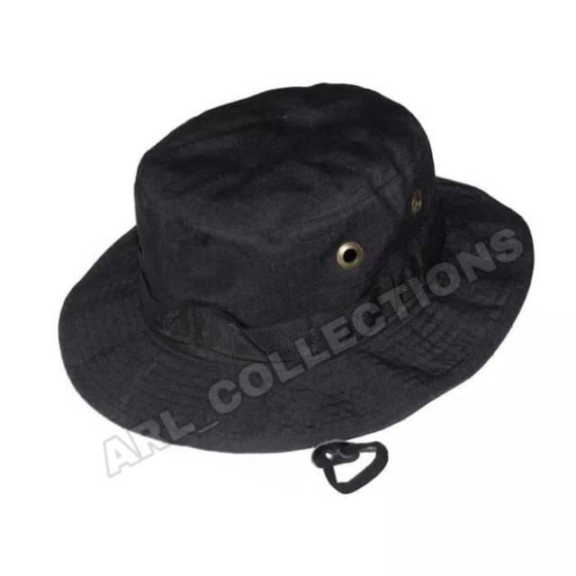 Jual topi rimba hitam outdoor/topi rimba hiking/mancing/lapangan ...