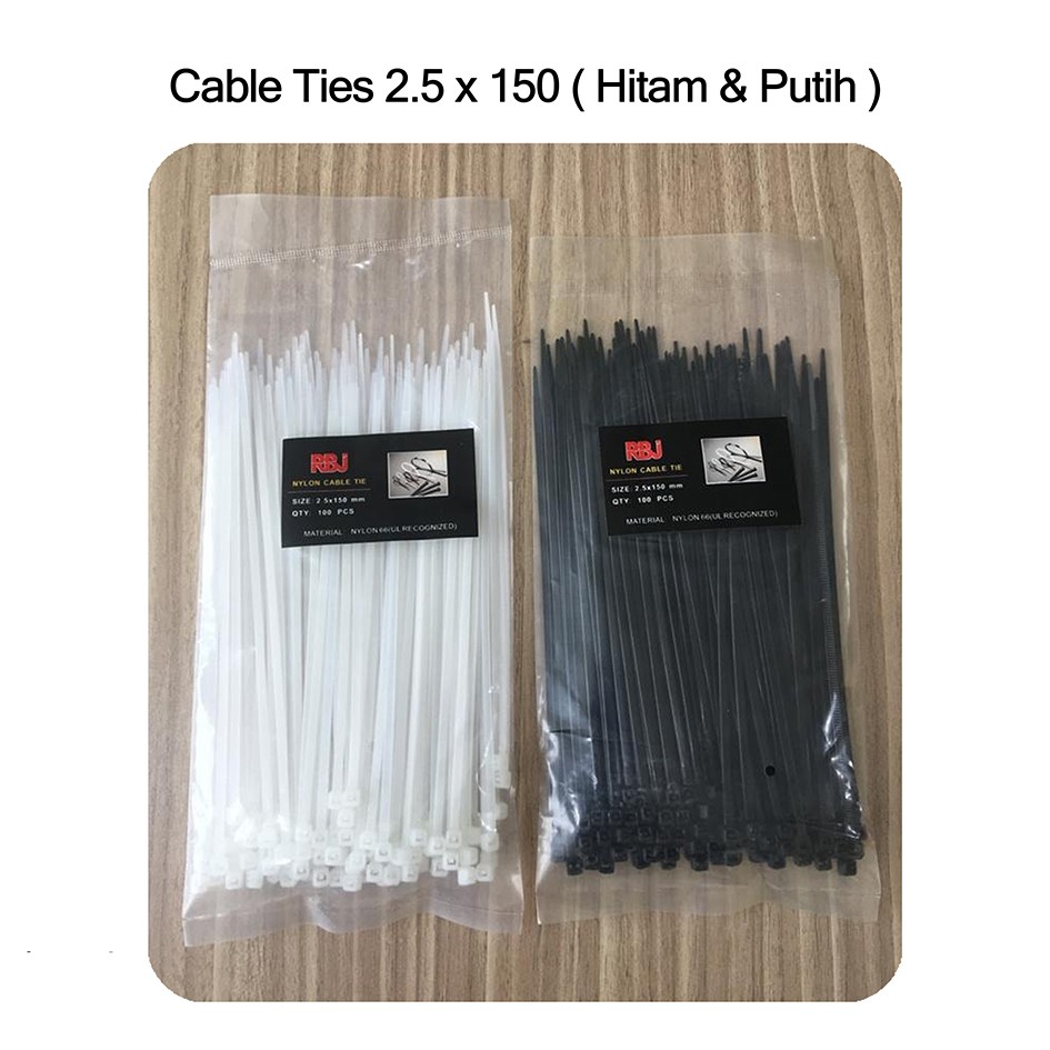 Jual Kabel Ties / Cable Ties 2.5x150mm Hitam & Putih (RBJ) | Shopee ...