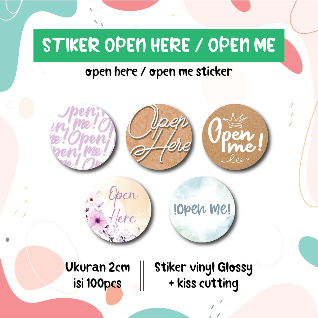 Jual STIKER OPEN ME OPEN HERE STICKER UKURAN 2 CM ISI 100PCS | Shopee ...