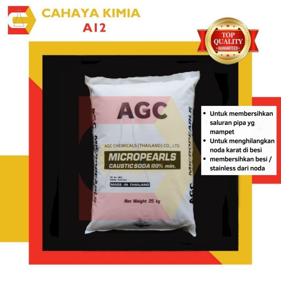 Jual Soda api pembersih saluran air Caustic Soda Micropearl (Soda Api / NaOH) 99% ex AGC 1 zak ...