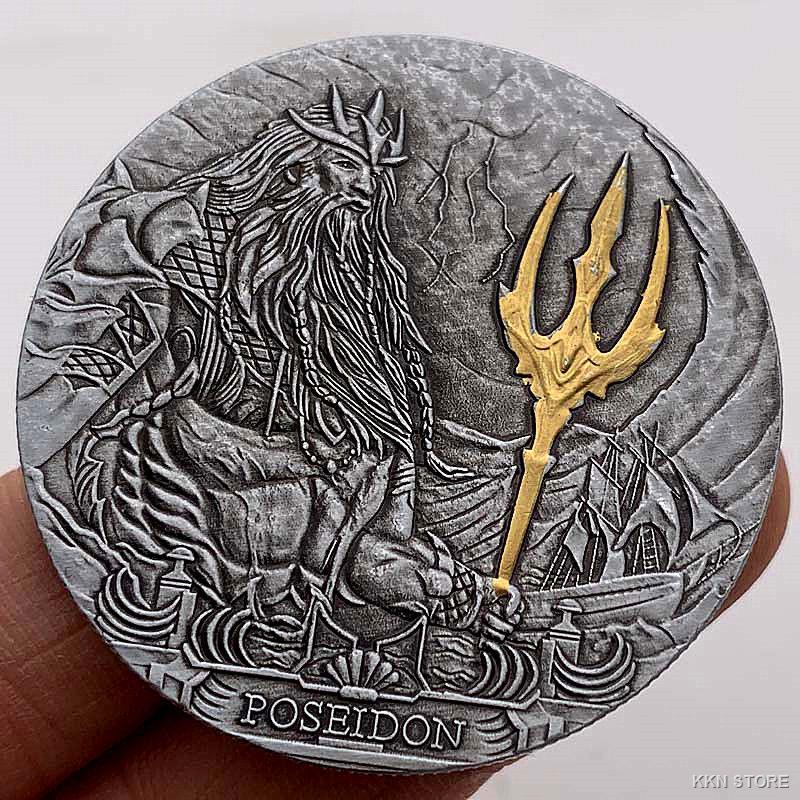 Jual Kekaisaran Romawi Yunani Kuno Poseidon Nikel Perak Dua Warna Koin ...