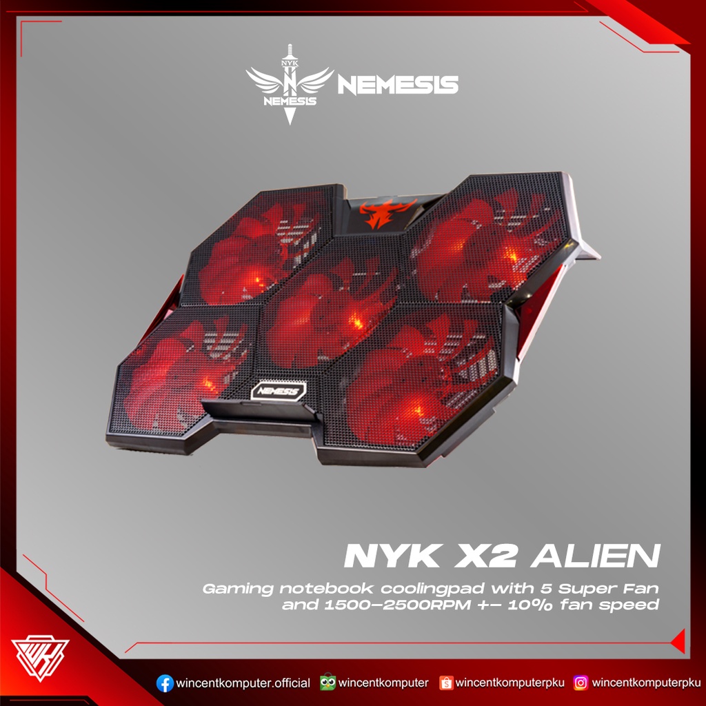 Jual NYK Nemesis Cooling Pad Alien X-2 coolingpad NYK 5 fan LED ...