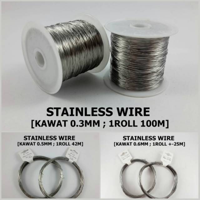 Jual Stainless Wire / Kawat Stainless 0.3mm, 0.5mm, 0.6mm u/ DIY ...