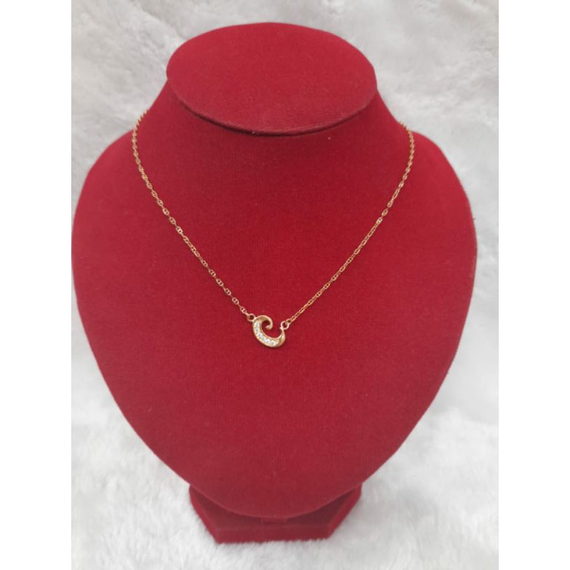 Jual Kl230Jm37Jm kalung liontin inisial nama abjad huruf C permata emas ...