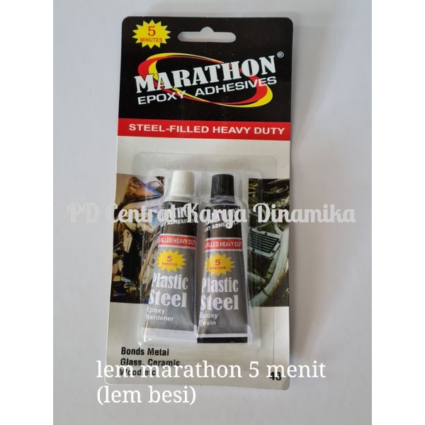 Jual lem besi epoxy 5 menit MARATHON (lem hitam putih) | Shopee Indonesia
