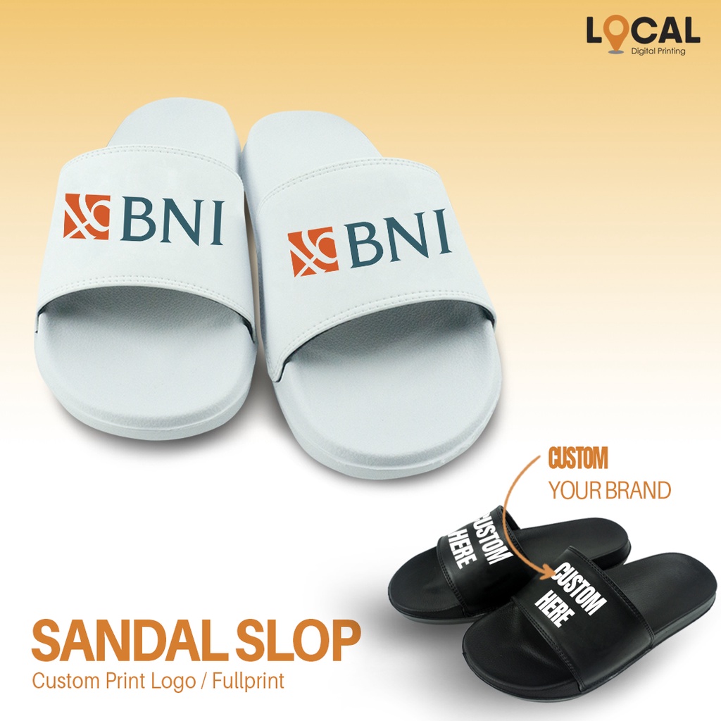 Jual SANDAL SLOP CUSTOM BANK BNI - Local Print | Shopee Indonesia