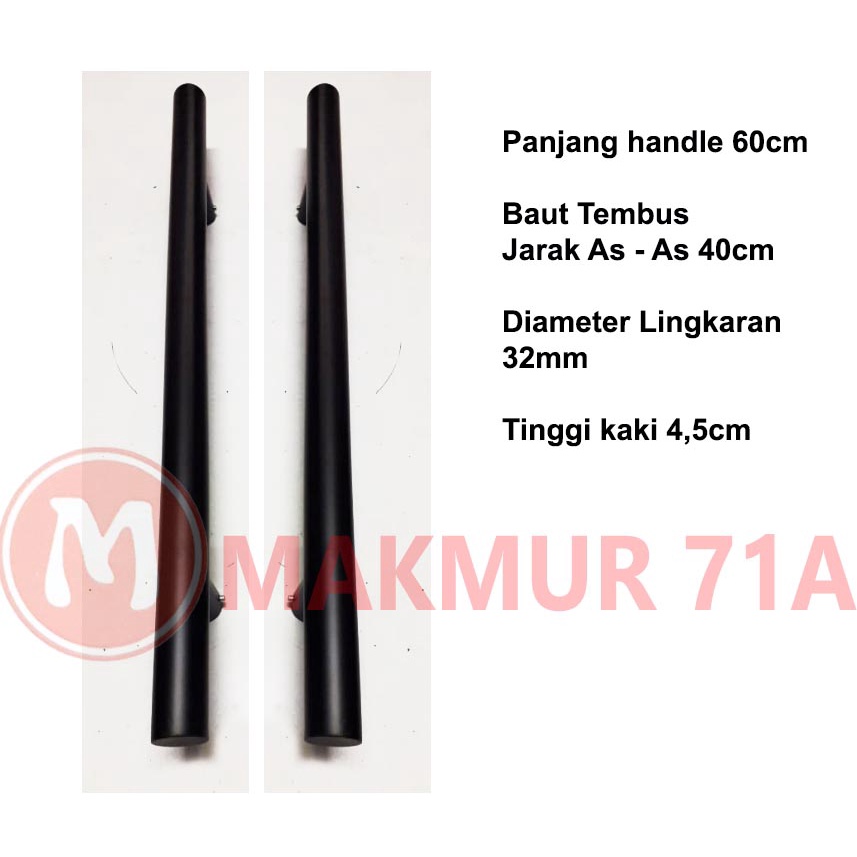 Jual Pull Handle Bulat Stainless Black 60cm / Gagang / Pegangan Pintu ...